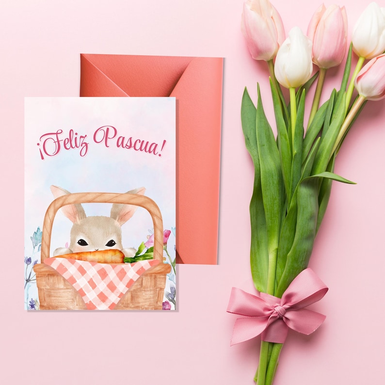 Conejo De Pascua Tarjeta, Feliz Pascua Card, Spanish Easter Card ...