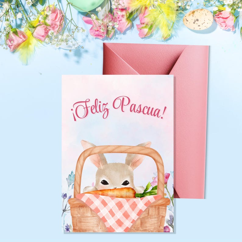 Conejo De Pascua Tarjeta, Feliz Pascua Card, Spanish Easter Card ...