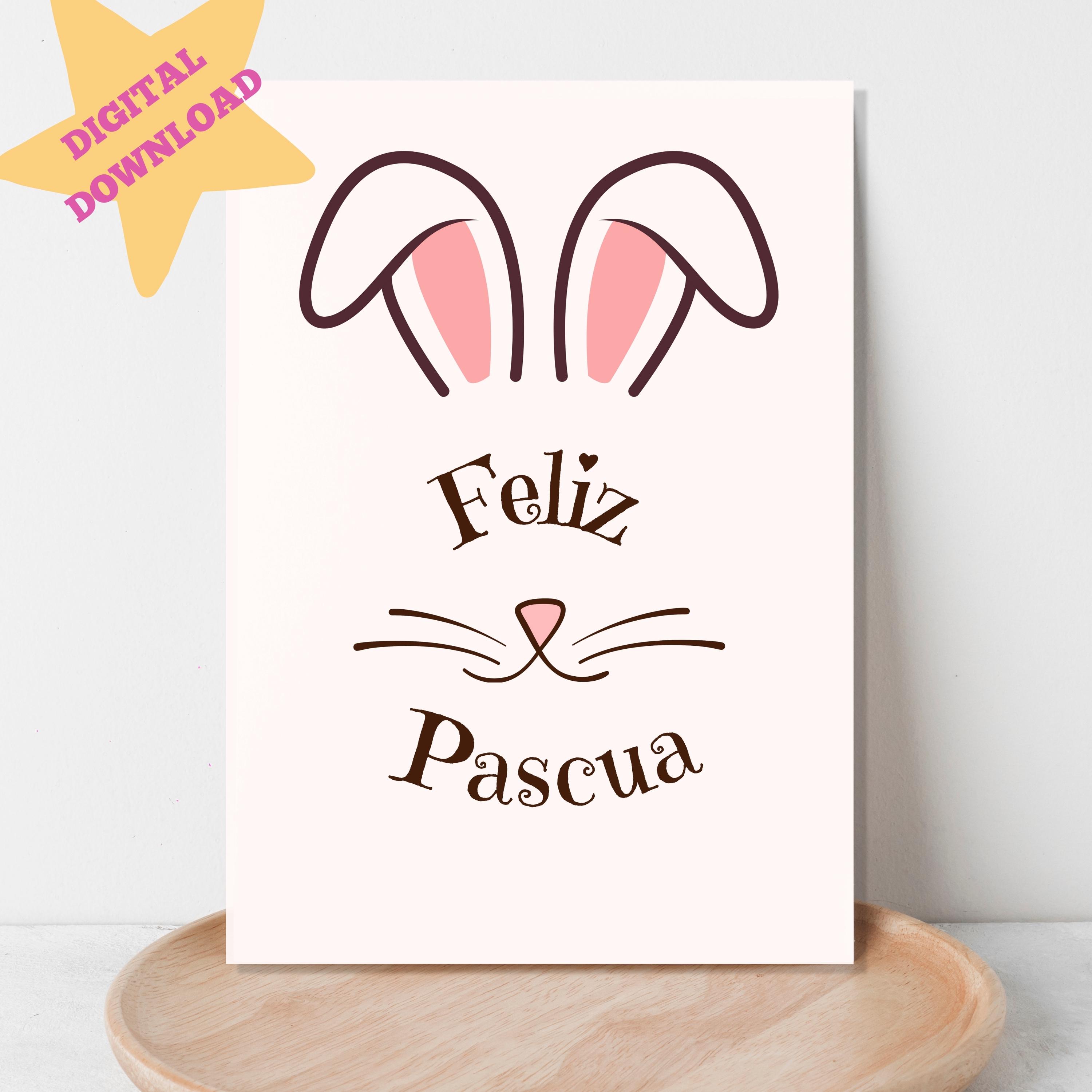 Feliz Pascua Tarjeta, Easter Bunny Card, Spanish Easter Card, Spanish ...