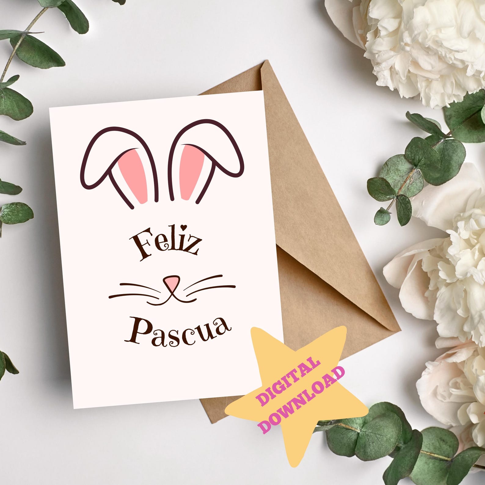 Feliz Pascua Tarjeta, Easter Bunny Card, Spanish Easter Card, Spanish ...