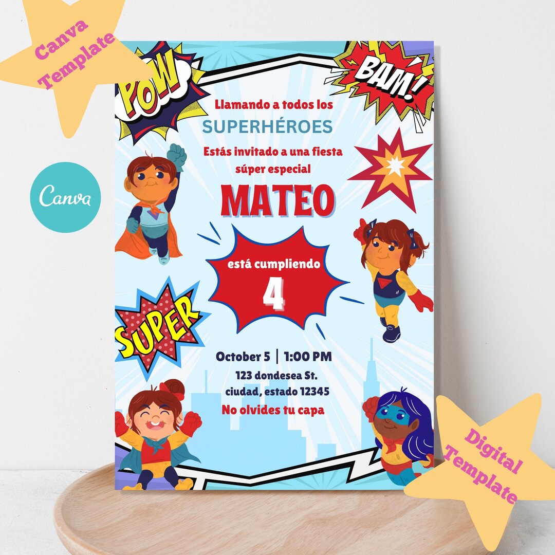Cumpleaños De Superheroes, Fiesta De Niños, Spanish Superhero Party ...