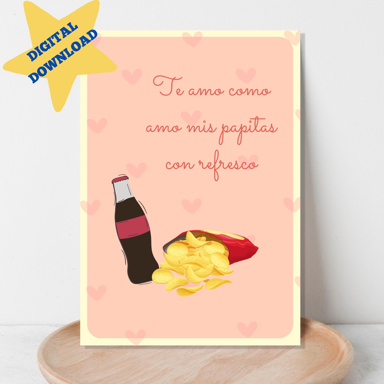 Spanish Valentine's Day Card | Te Amo Como Amo Mis Papitas Con Refresco ...