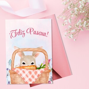 Conejo De Pascua Tarjeta, Feliz Pascua Card, Spanish Easter Card ...