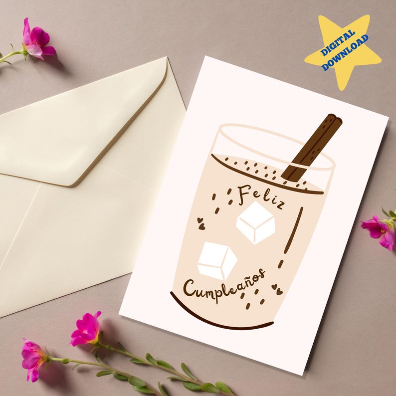 Horchata Feliz Cumpleanos Tarjeta, Spanish Birthday Card, Horchata ...