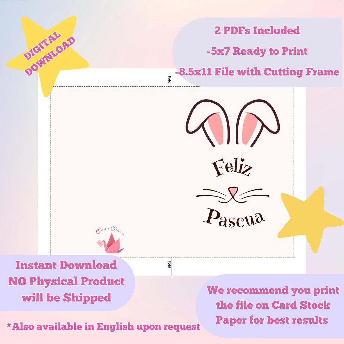 Feliz Pascua Tarjeta, Easter Bunny Card, Spanish Easter Card, Spanish ...