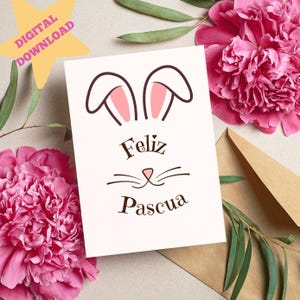 Feliz Pascua Tarjeta, Easter Bunny Card, Spanish Easter Card, Spanish ...