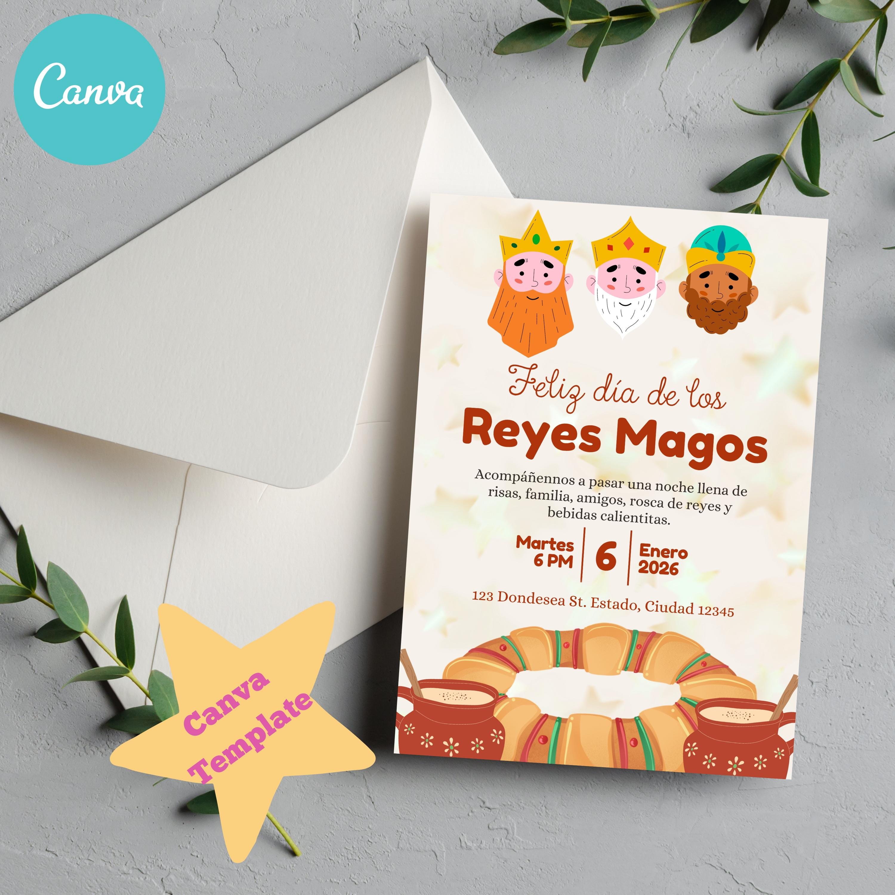 Rosca De Reyes Magos Invitacion, Spanish Three Kings Day, Dia De Reyes ...