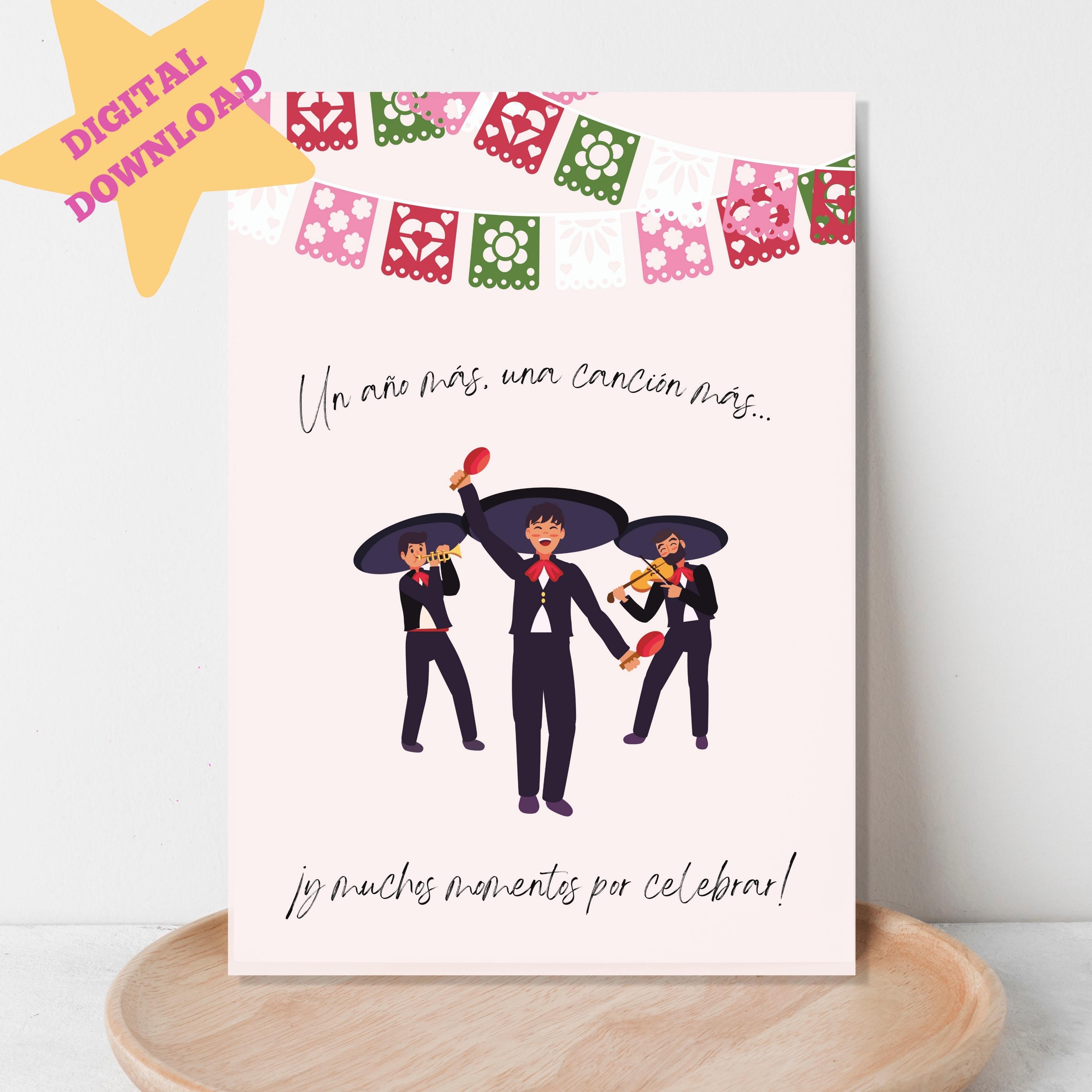 Mariachi Spanish Birthday Card, for Mariachi Lovers, Hispanic People ...
