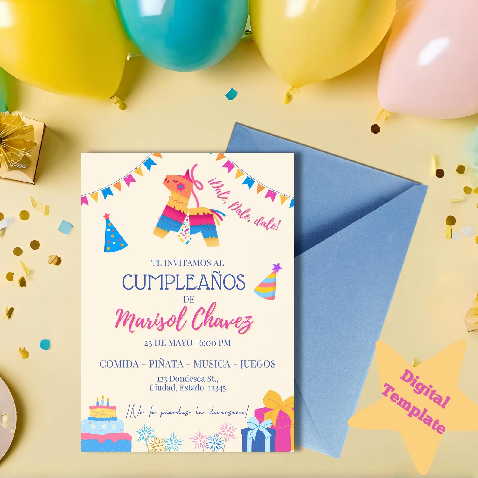 Piñata Cumpleanos Invitacion, Spanish Birthday Invite, Spanish Party ...