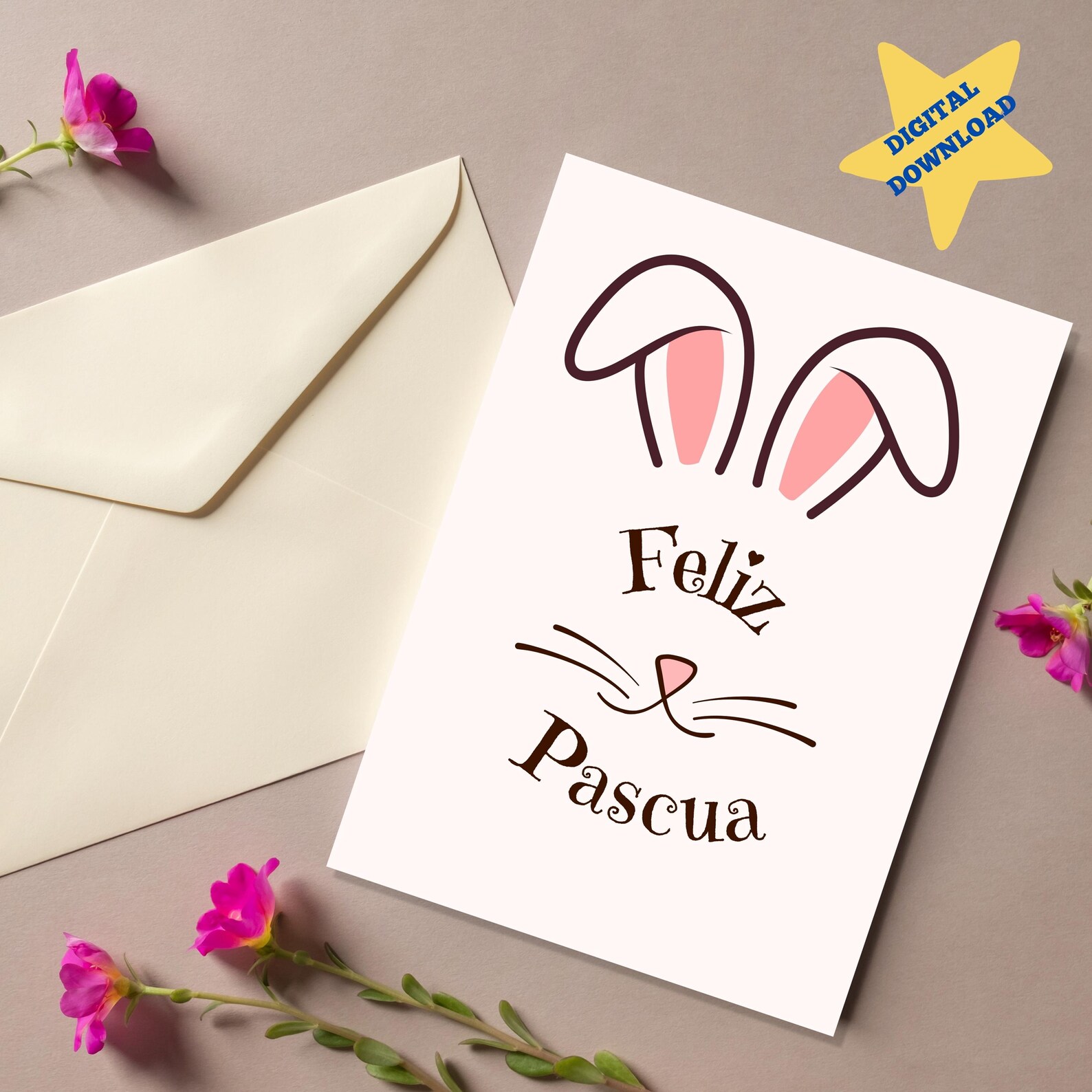 Feliz Pascua Tarjeta, Easter Bunny Card, Spanish Easter Card, Spanish ...