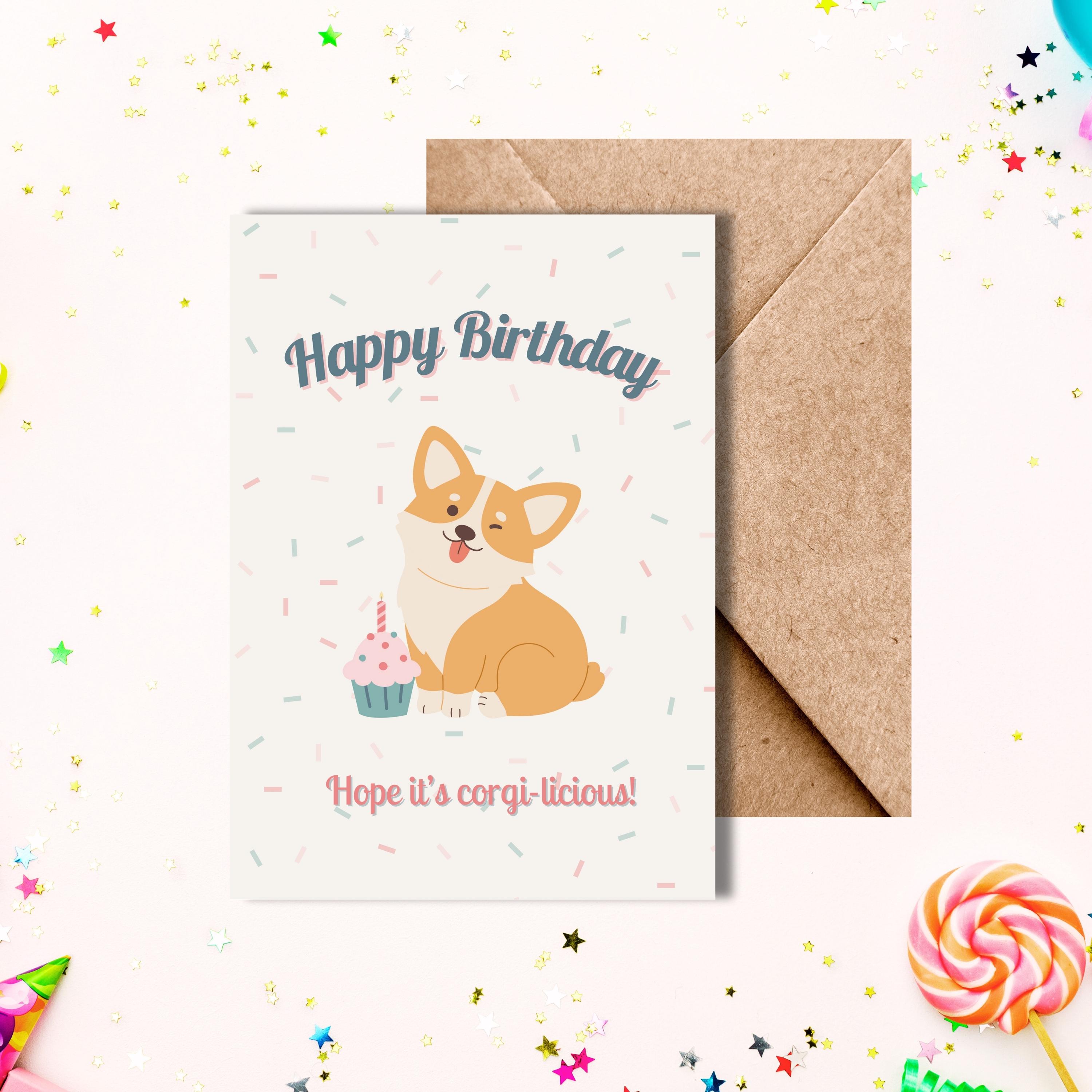 Printable Corgi Birthday Card, Birthday Card, Dog Lovers, Birthday Gift ...
