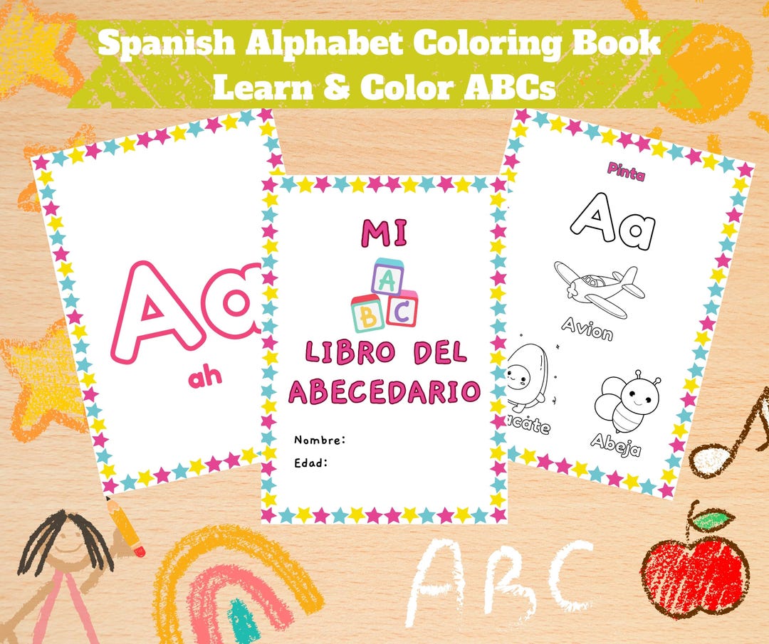 Spanish Alphabet Coloring Book | Learn Abcs & Words | Printable Early ...