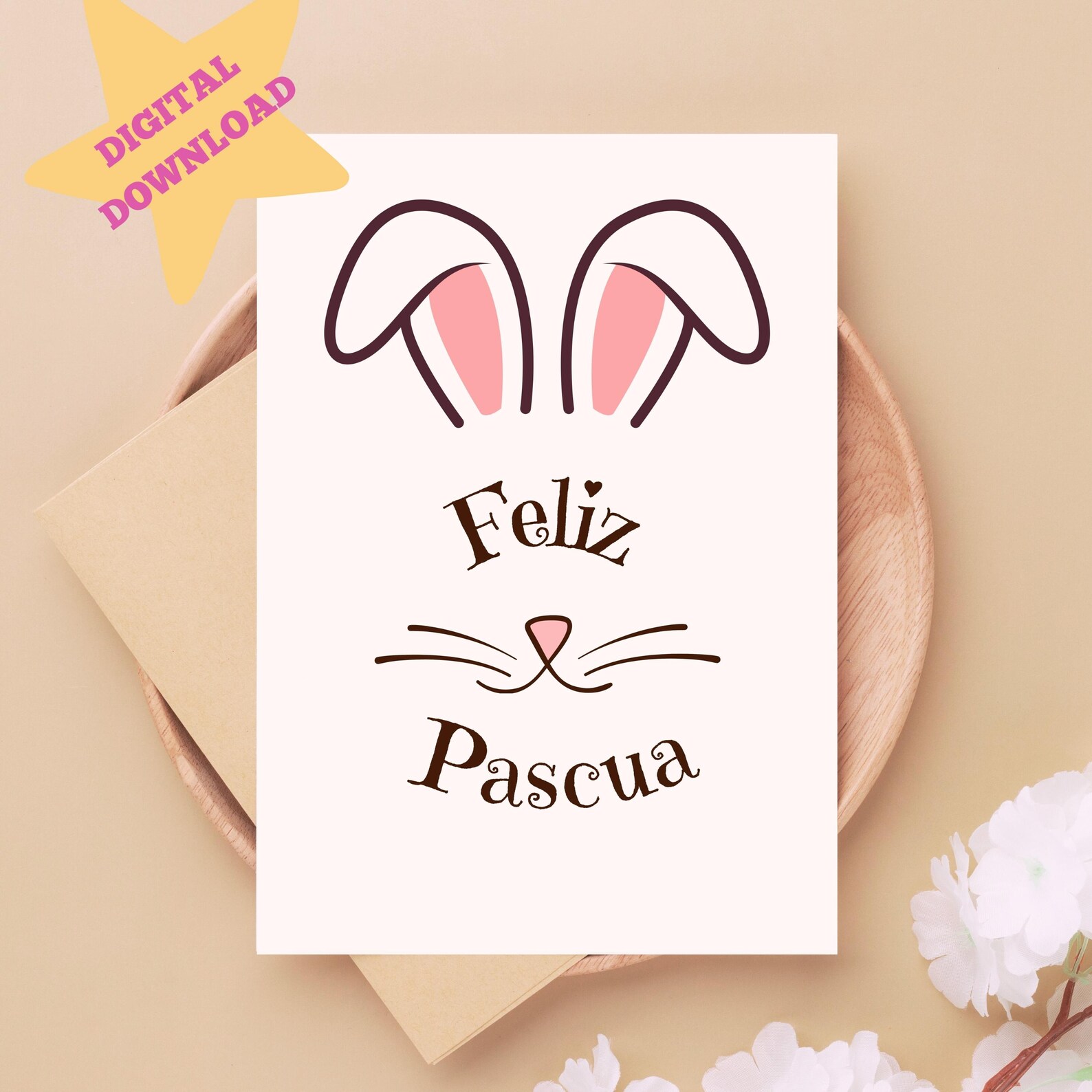 Feliz Pascua Tarjeta, Easter Bunny Card, Spanish Easter Card, Spanish ...
