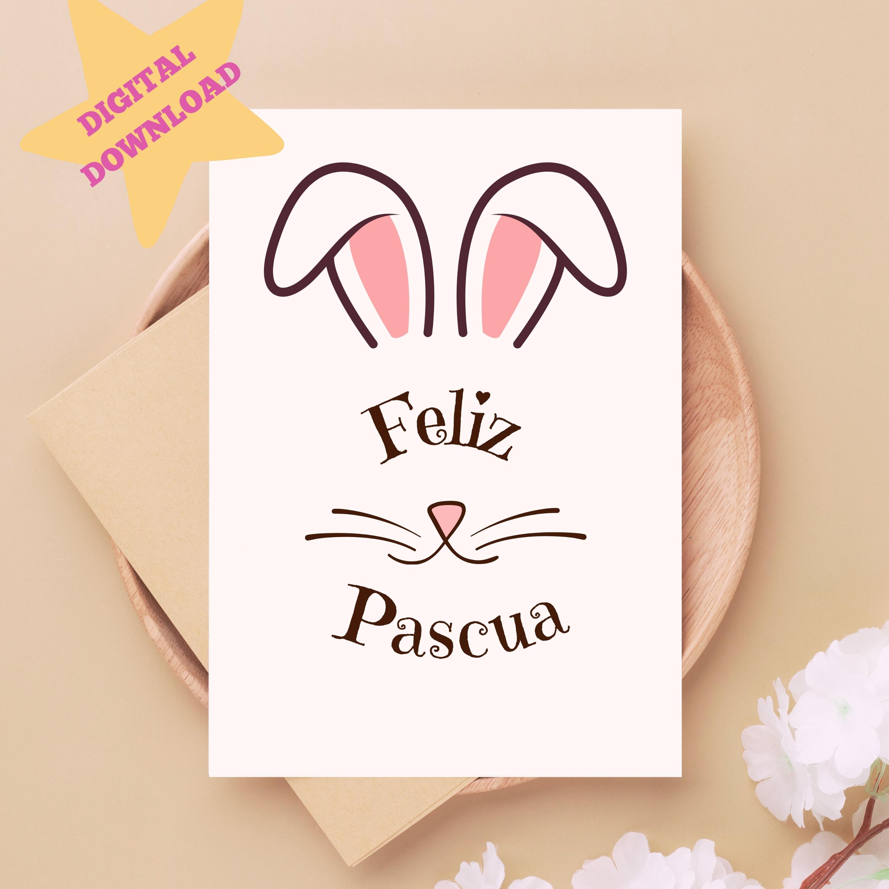 Feliz Pascua Tarjeta, Easter Bunny Card, Spanish Easter Card, Spanish ...