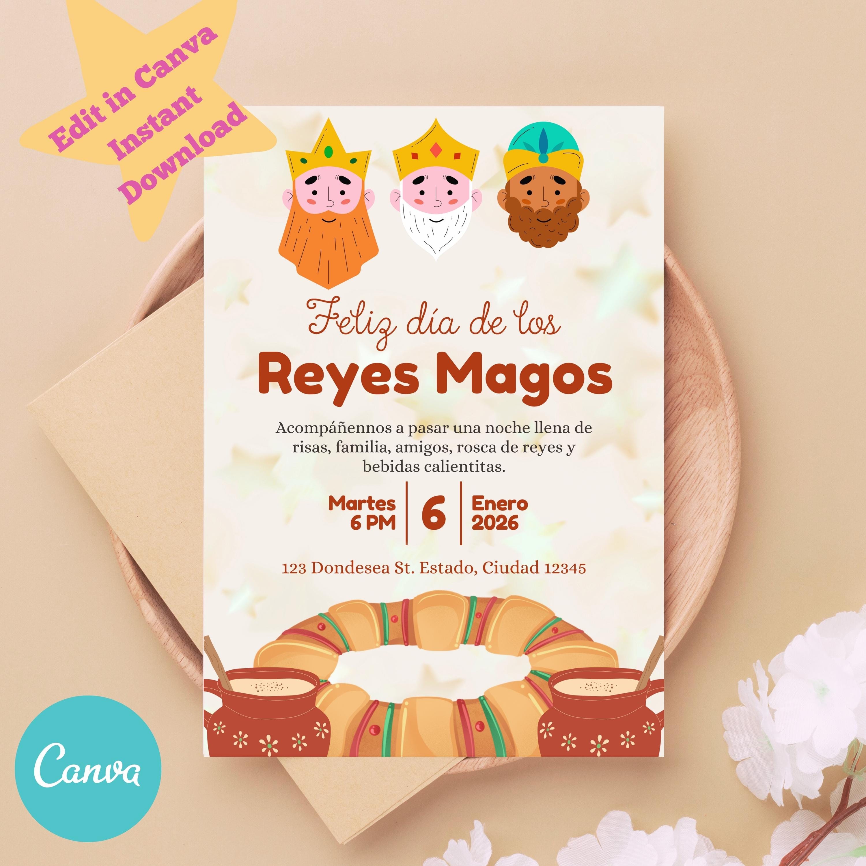Rosca De Reyes Magos Invitacion, Spanish Three Kings Day, Dia De Reyes ...