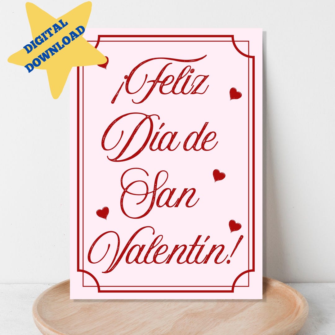 Feliz Dia De San Valentin Card, Spanish Valentine's Day Card, Tarjeta ...