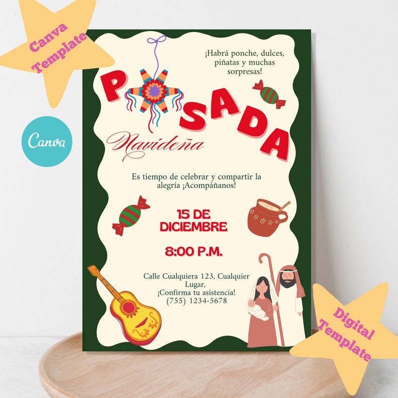 Plantilla para Posada Navideña, Invitación para Posada, Plantilla de ...