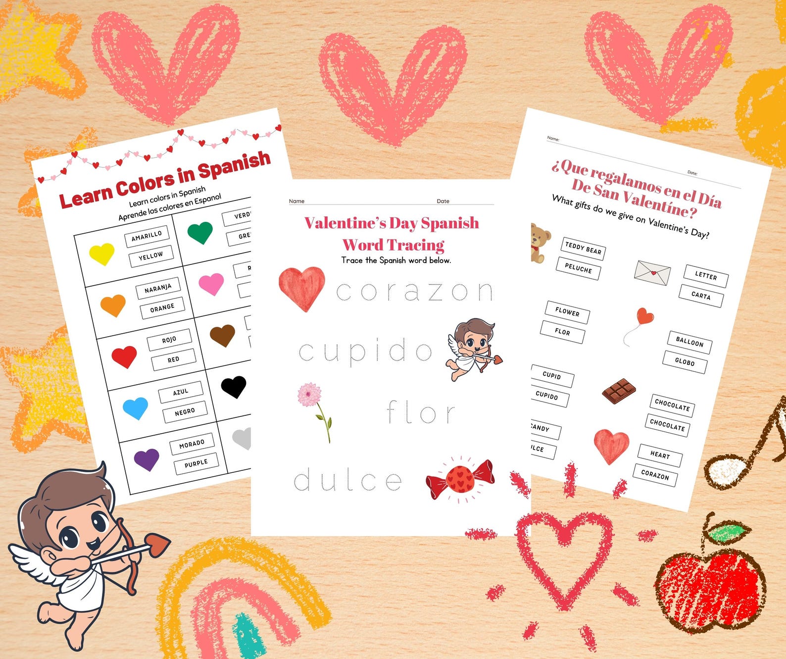 Spanish Valentine's Day Worksheets, Trabajos De San Valentin, Early ...