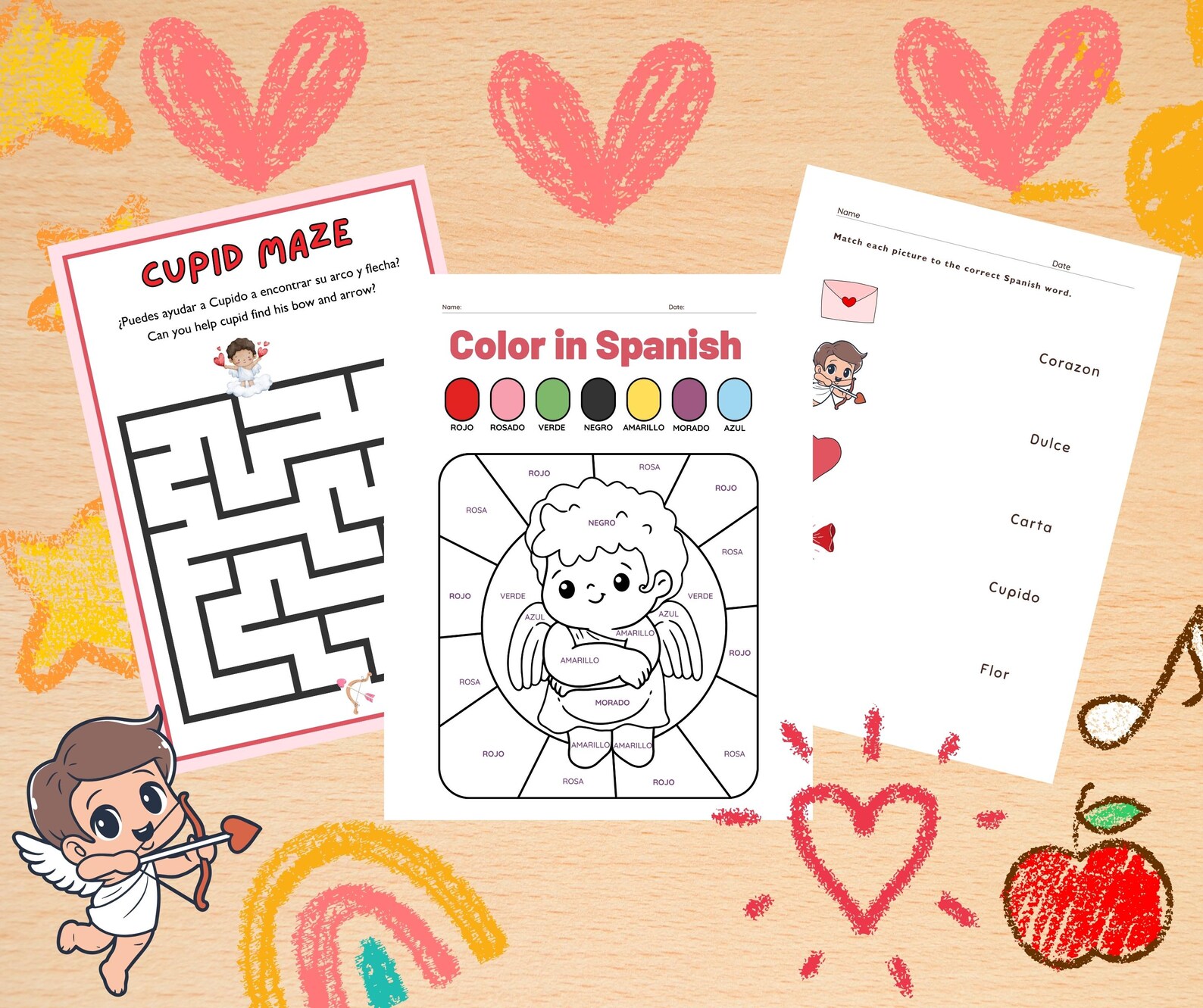 Spanish Valentine's Day Worksheets, Trabajos De San Valentin, Early ...
