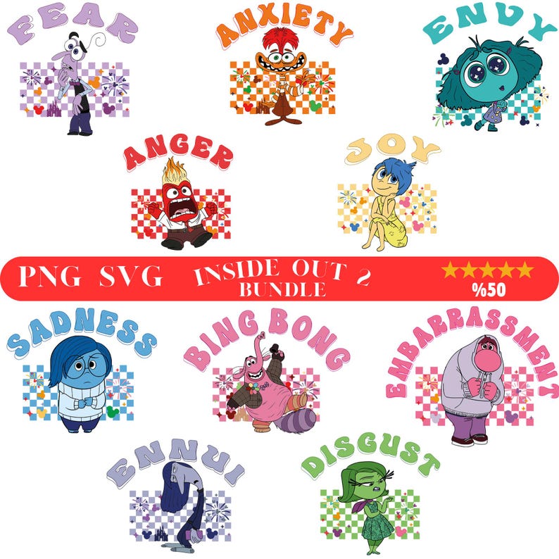 Inside Out 2 PNG SVG | Inside Out Clipart Bundle | Emotions Characters ...