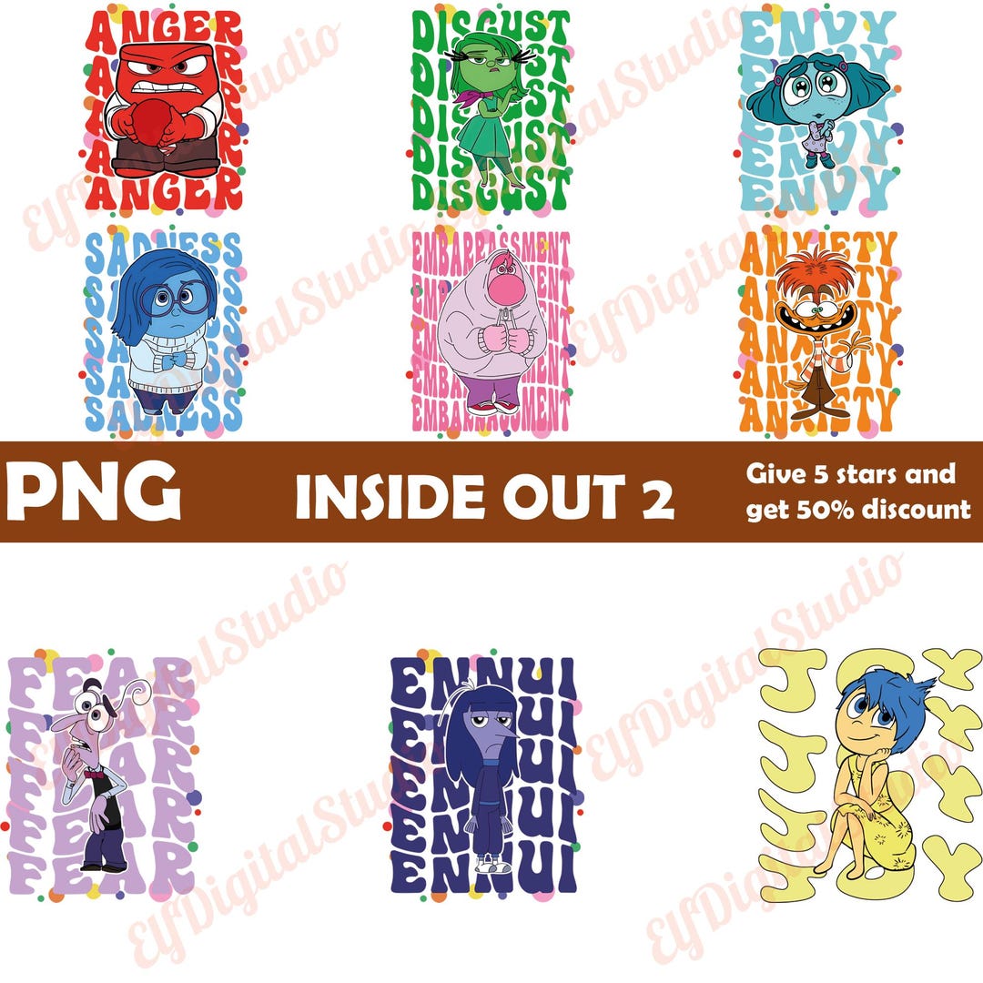 Inside Out 2 PNG Bundle, Emotions Clipart, Inside Out Digital Download ...