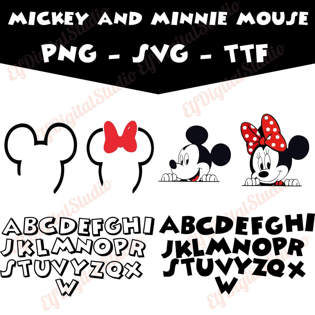 Mickey Letter Alphabet Font Svg Bundle Layered Item, Mickey Alphabet ...