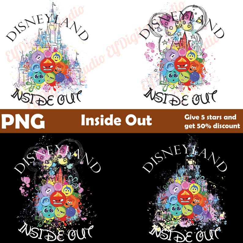 Disneyland Inside Out 2 Emotions PNG Bundle, Disney Pixar Vacation ...