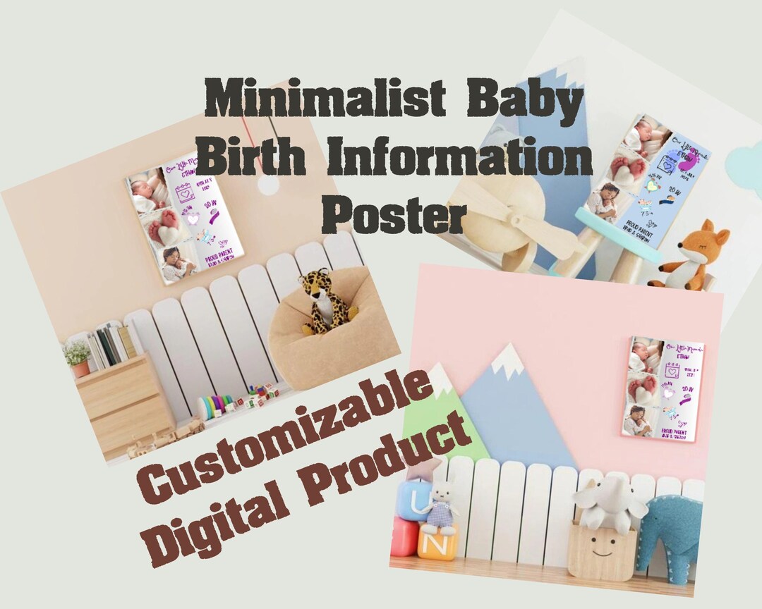 Editable Baby Birth Stats Template - Customizable Newborn Announcement ...