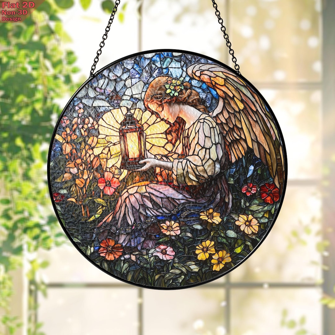 Stained Glass Angel Suncatcher, Heavenly Window Hanging, Gift for Angel ...