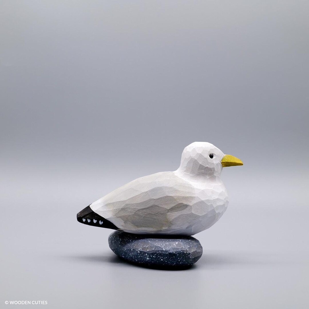 Gull Wooden Figurine • Handmade Coastal Décor • Unique Gift for Seaside ...