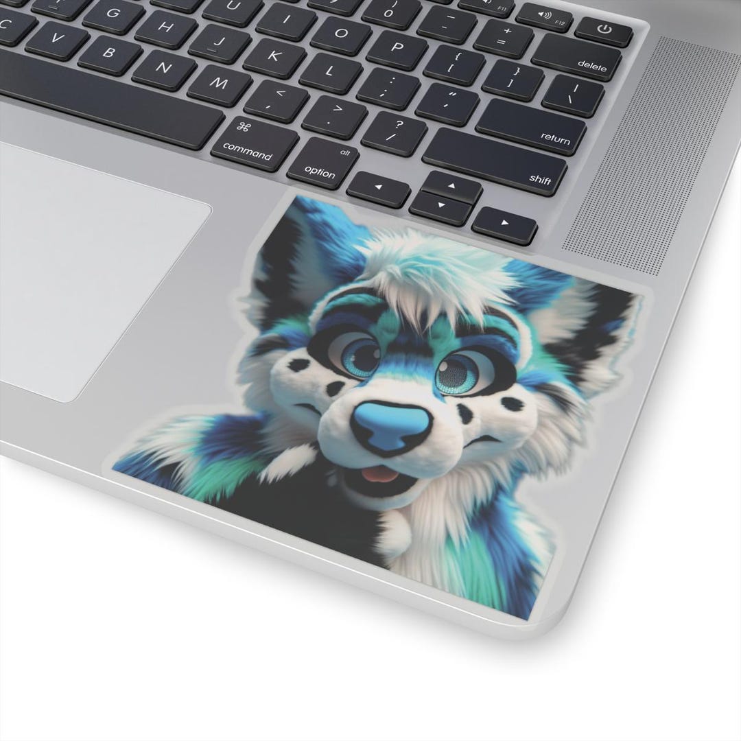 Blue Fur Suit Head Sticker – Vibrant Kiss-cut Vinyl Decal for Laptops ...