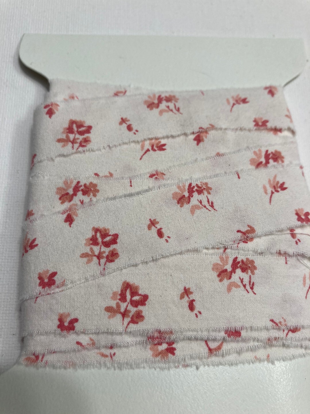 6 Yards Red White Calico Vintage Fabric Ribbon, Junk Journal,hand Made ...