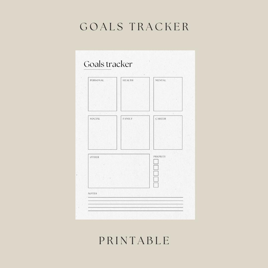 Goals Tracker - Printable - Etsy