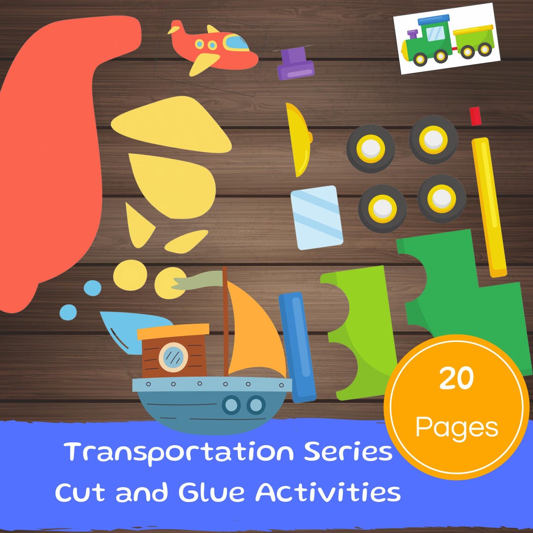 Cut and Paste Activities, Arrange Transportation Series, Cut and Glue ...