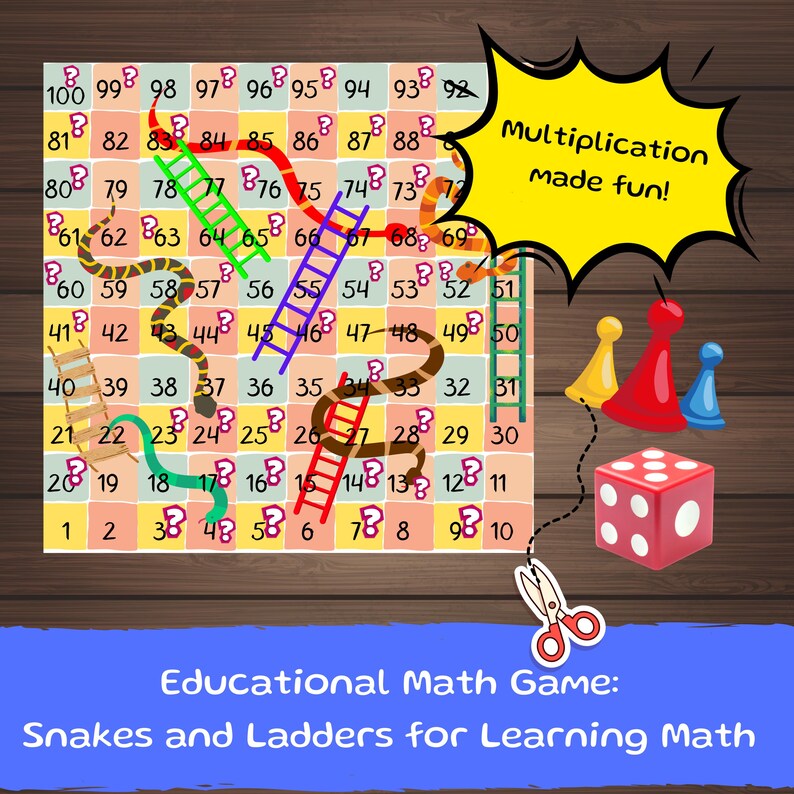 Printable Games for Kids. Educational Math Game Snakes and Ladders for ...