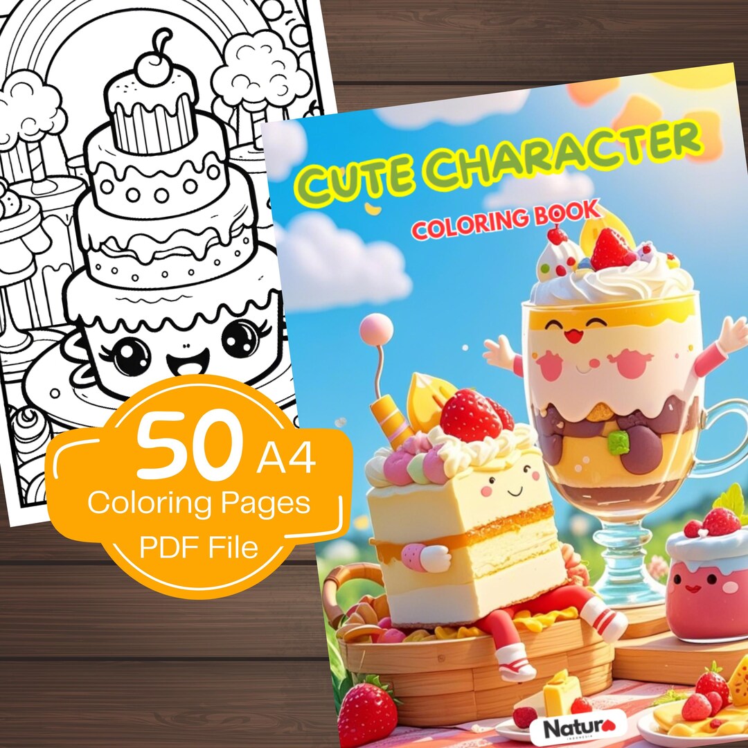 Cute Character Coloring Book | 50 Whimsical Pages | Instant Digital ...