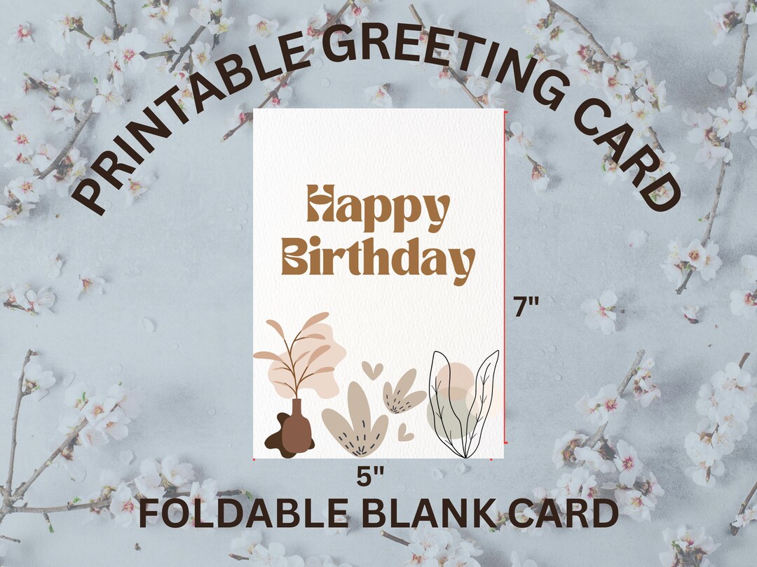 Printable Happy Birthday Greeting Card | Print in A4 Size Card or Paper ...