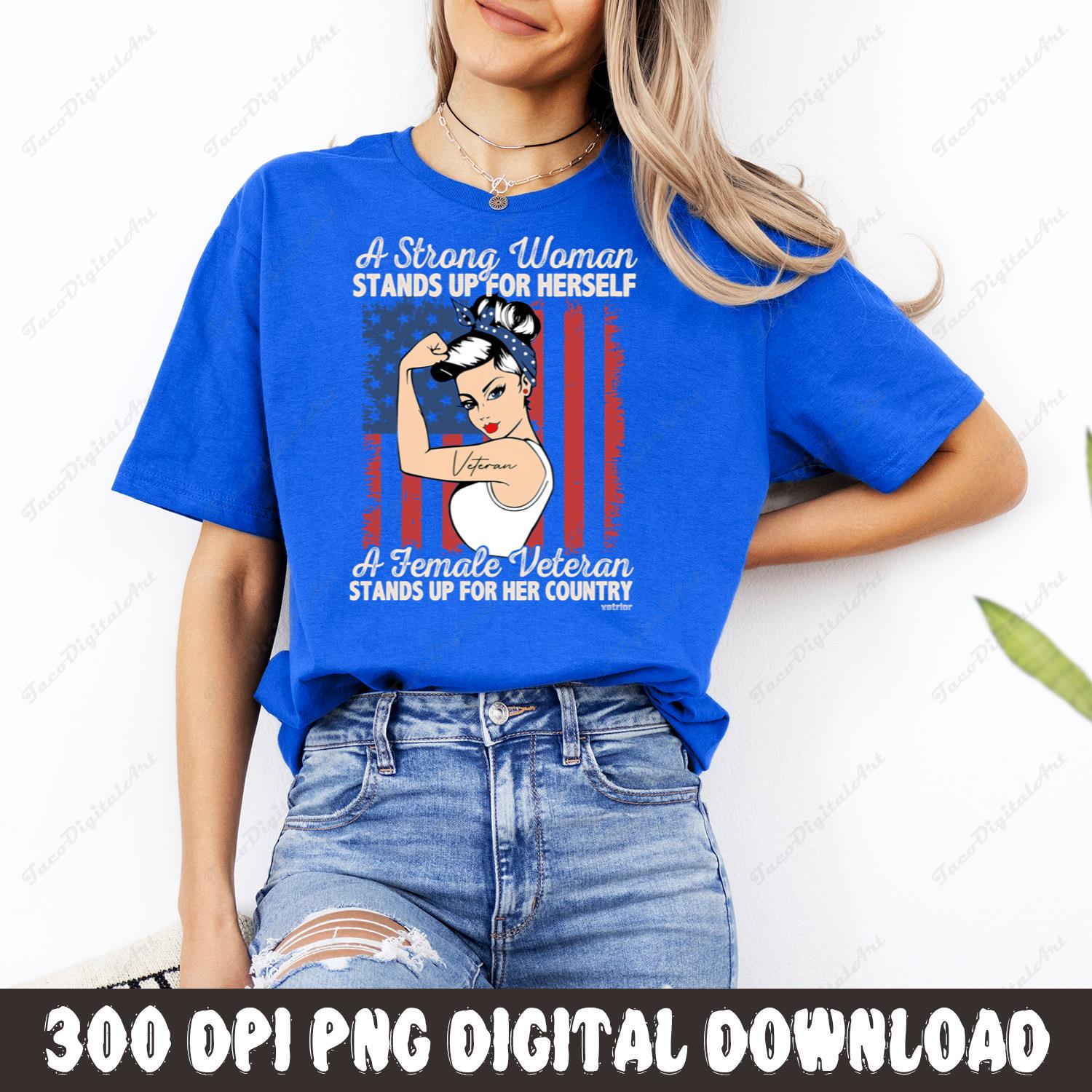 Female Veteran PNG, Strong Woman Design, Patriotic American Flag ...