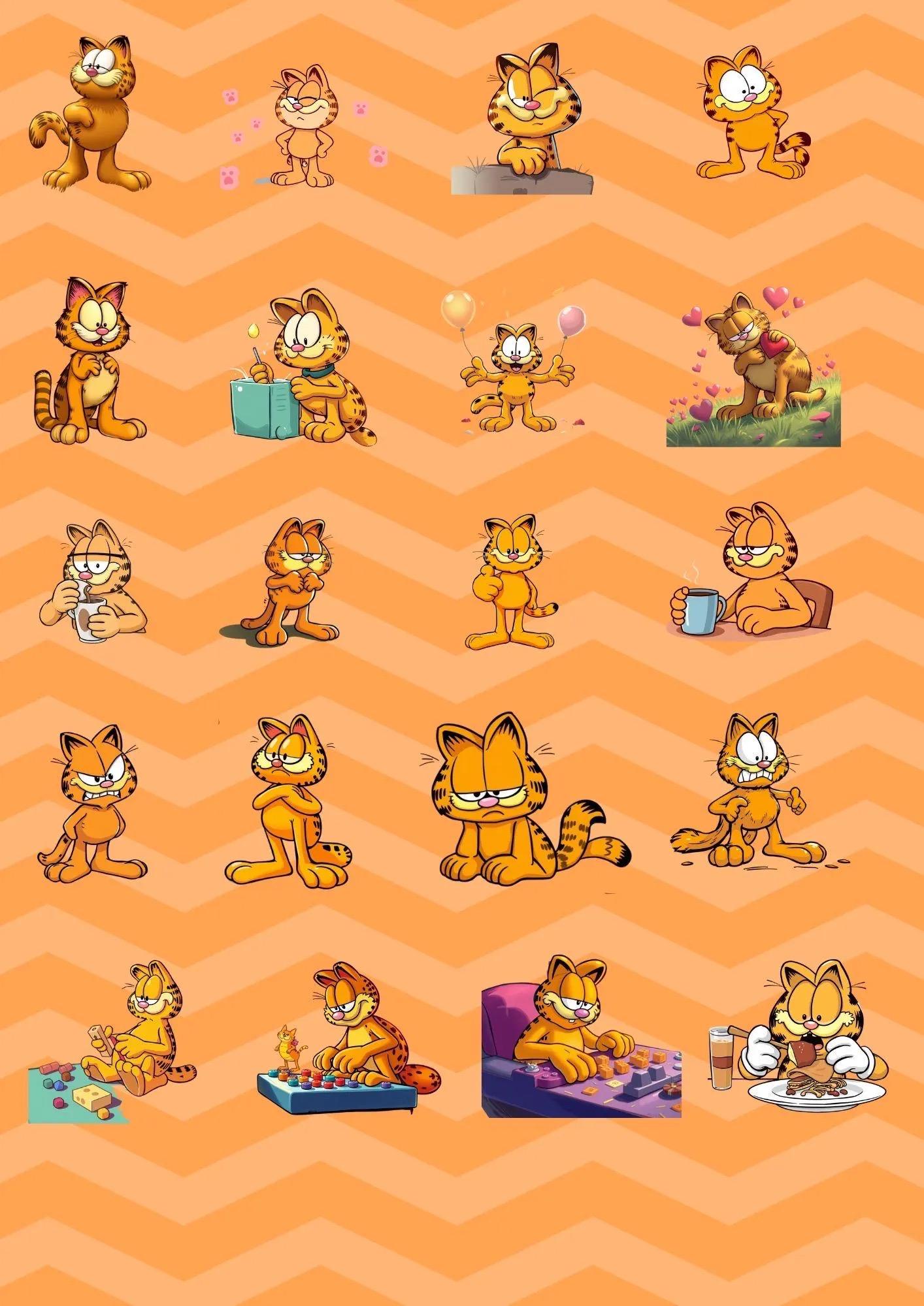 Garfield Clipart Bundle | Cute Garfield PNG & SVG | Funny Cartoon Cat ...