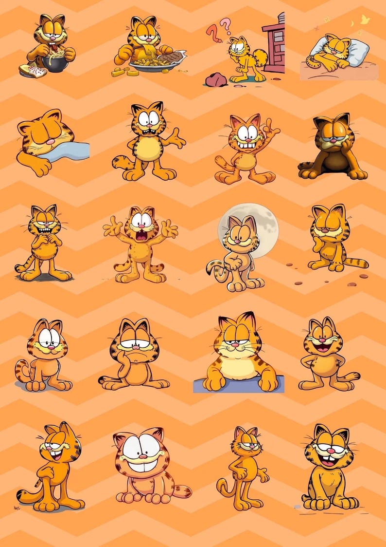 Garfield Clipart Bundle | Cute Garfield PNG & SVG | Funny Cartoon Cat ...