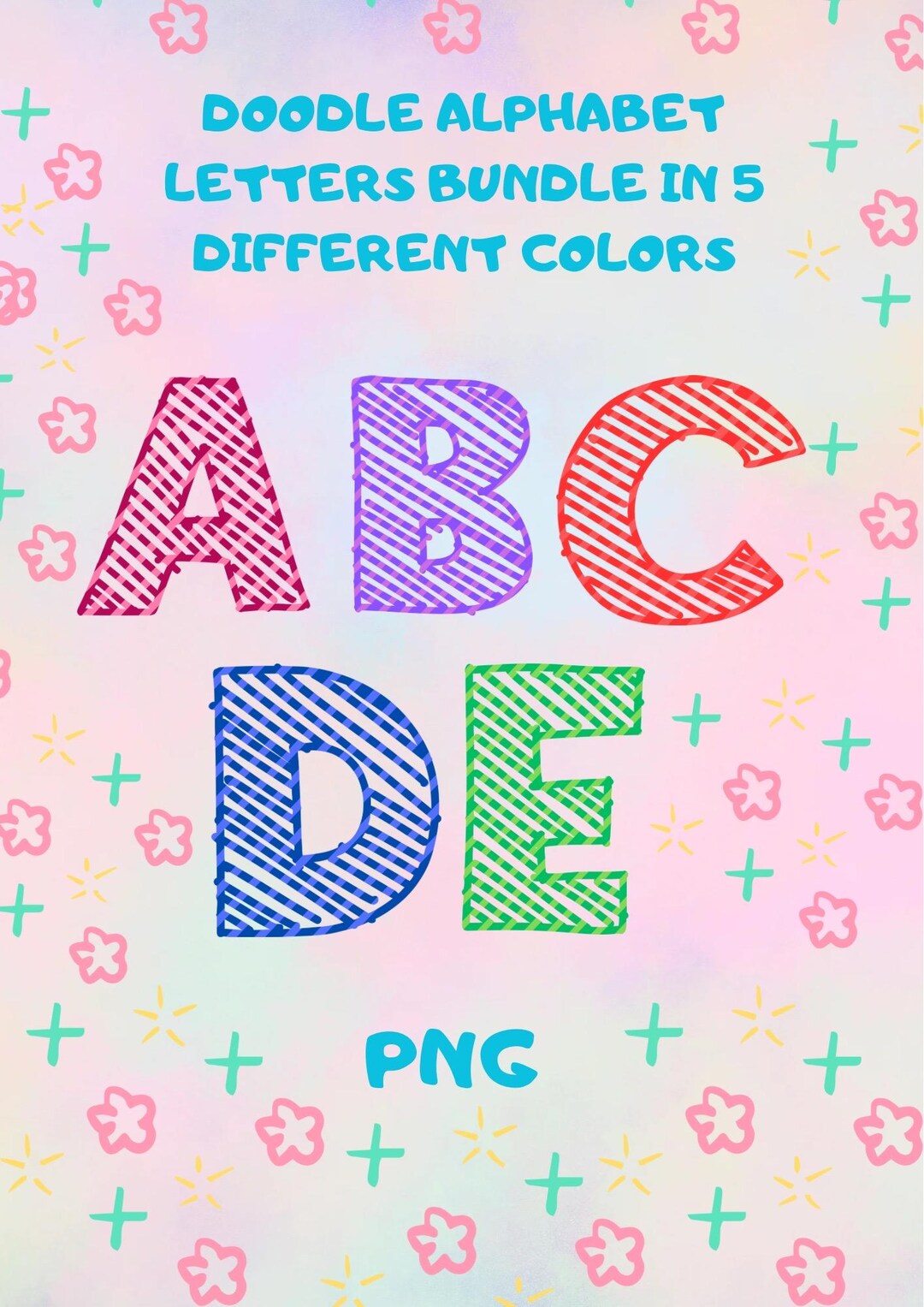 Doodle Alphabet Font Letters Png Bundle, Hand Drawn Alpha Set, Doodle ...
