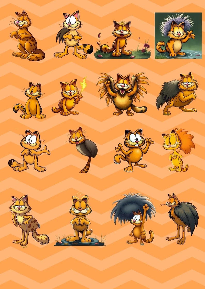 Garfield Clipart Bundle | Cute Garfield PNG & SVG | Funny Cartoon Cat ...