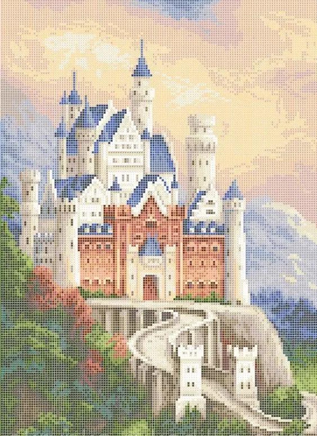 Bavarian Castle DIY Bead Embroidery Craft Kit, Beaded Cross Stitch ...