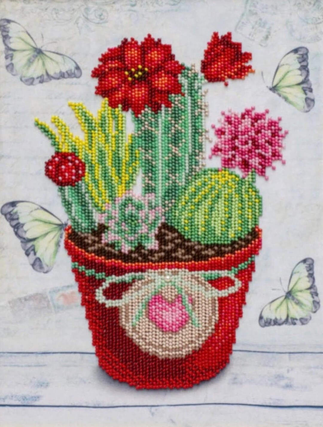 Cactus Small DIY Bead Embroidery Craft Kit, Beginner Beaded Cross ...