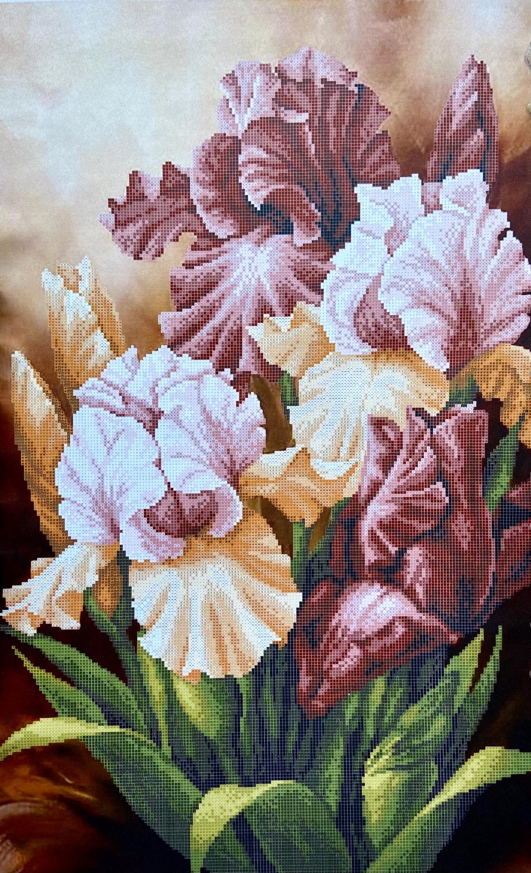 Iris Flowers DIY Bead Embroidery Kit, Easy Beadwork Craft Kit With ...