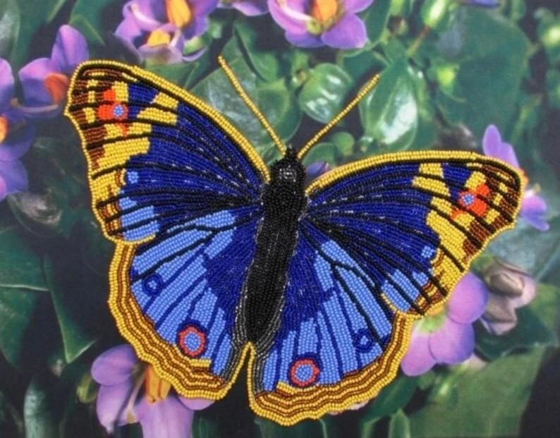 Blue Butterfly Small Bead Embroidery Kit, Needlework Craft Kit With ...