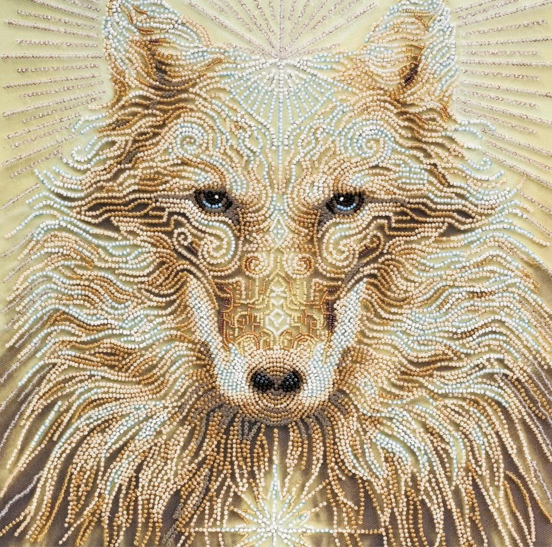 Wolf DIY Bead Embroidery Craft Kit, Hand Embroidery Kit With Printed ...