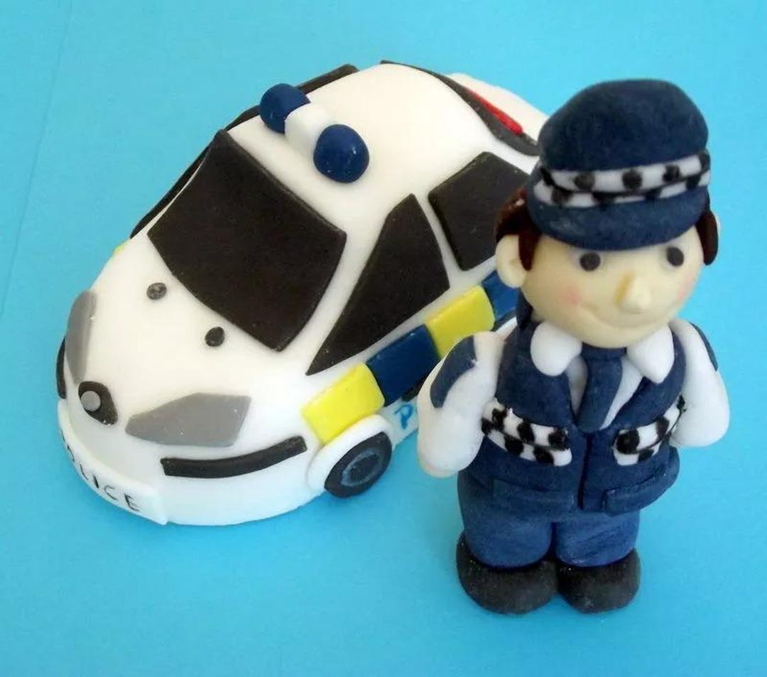 Policeman and Police Car Edible Cake Topper Set - Etsy
