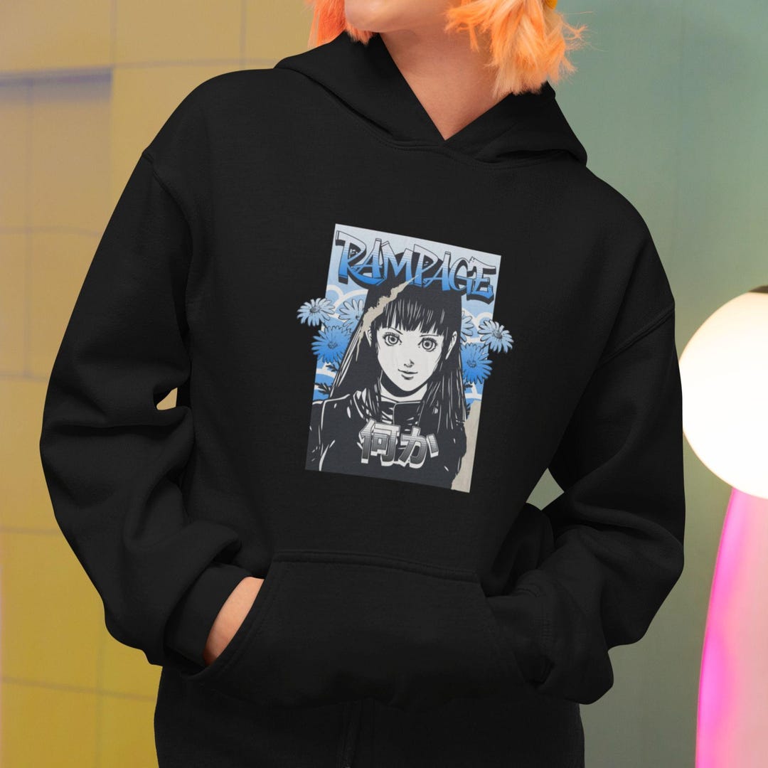 Rampage Manga Hoodie, Japanese Aesthetic Pullover, Anime Streetwear ...