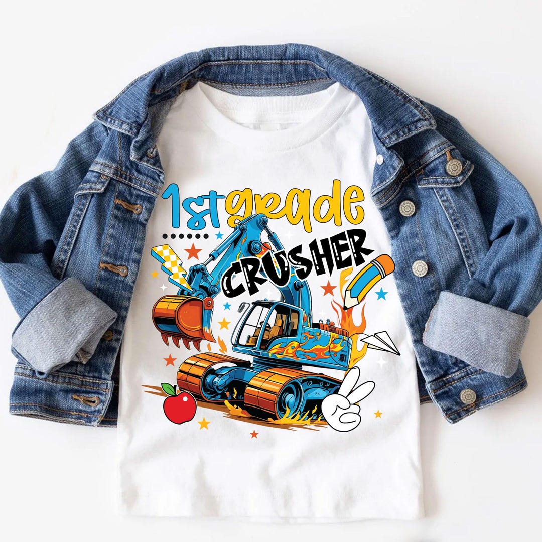 Kindergarten Crusher T-rex PNG Bundle: Back to School Designs (digital ...